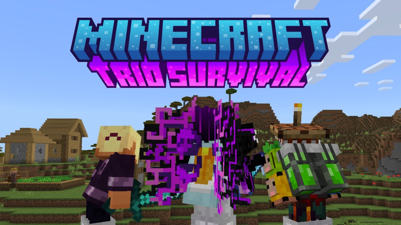 Minecraft Trio Survival - Coming back to base after bastion looting ...