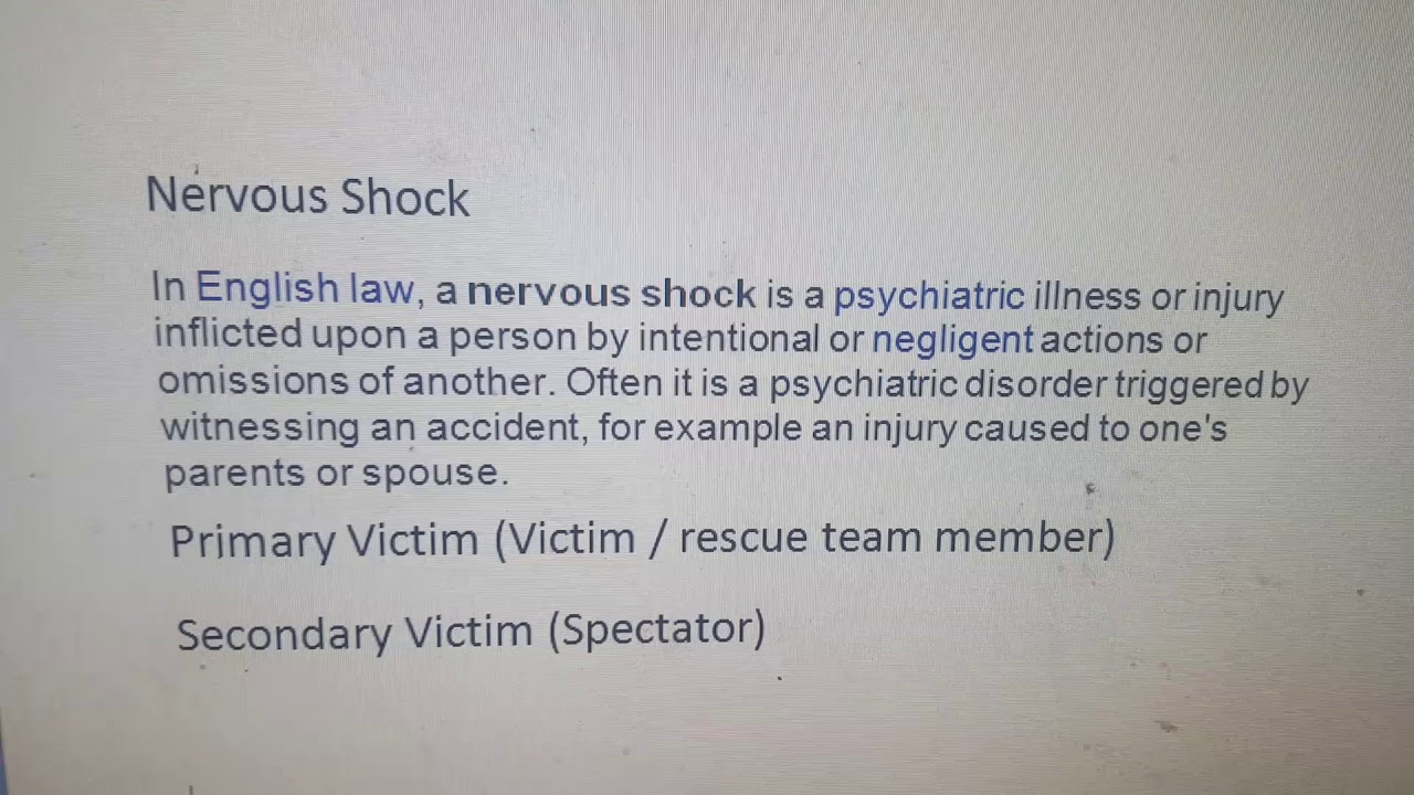 Nervous Shock. Primary Victim and Secondary Victim - YouTube