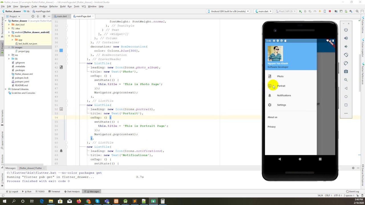 Demo Drawer Flutter Add A Drawer To A Screen Youtube
