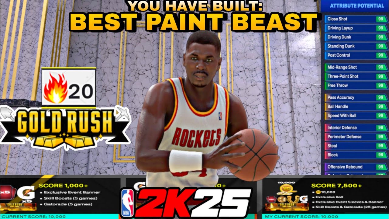NBA 2K25 GOLD RUSH EVENT - BEST PAINT BEAST BUILD TO PLAY 1V1 STAGE ...