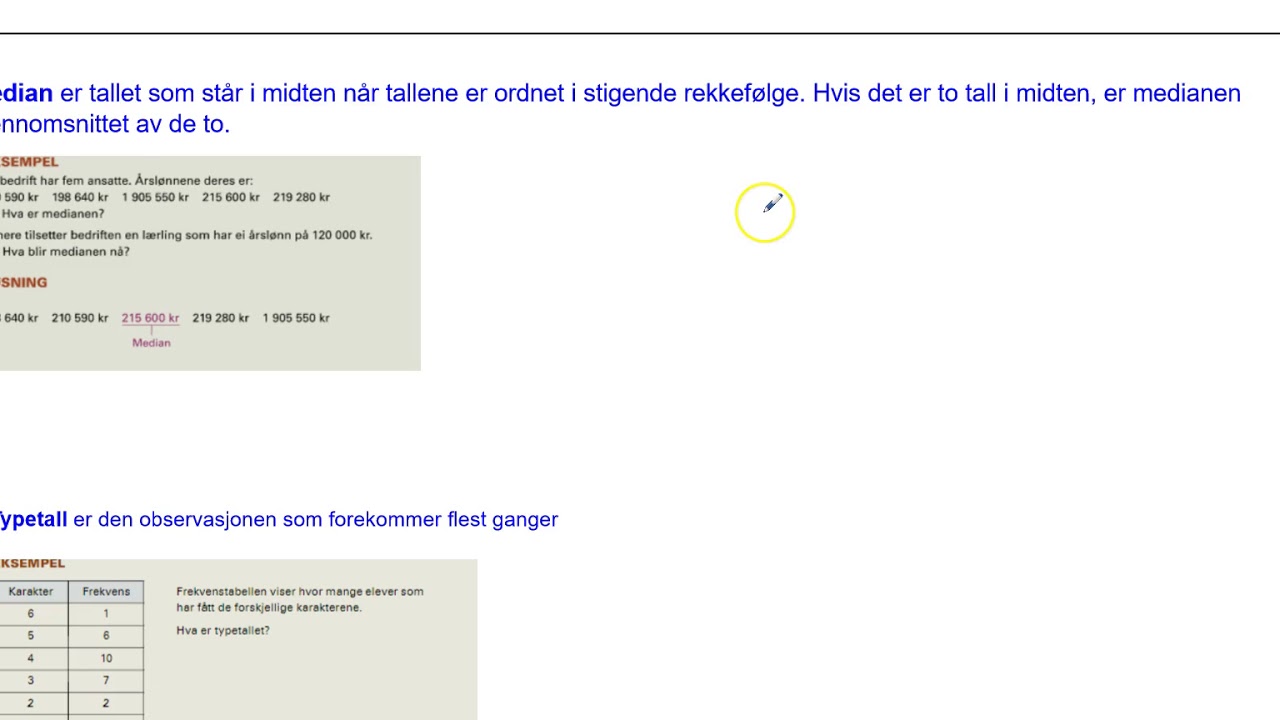 Grunntall 8 kapittel 7 variasjonsbredde gjennomsnitt median typetall ...