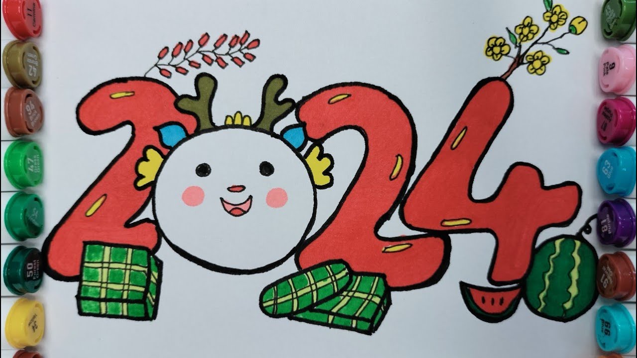 Vẽ con rồng Tết 2024/Vẽ tranh Tết cute/Vẽ 2024/Vẽ tranh Xuân/How to ...