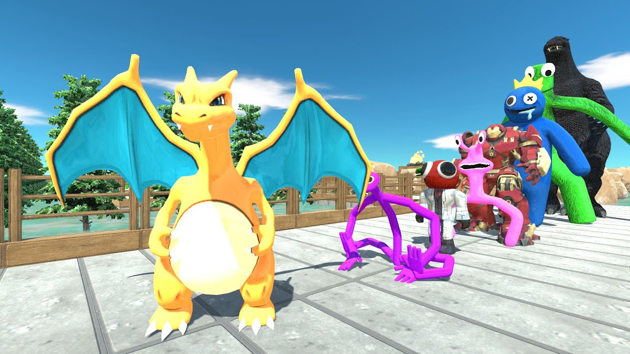 Charizard vs Heisei Godzilla PYRAMID DEATH RUN - Animal Revolt Battle ...