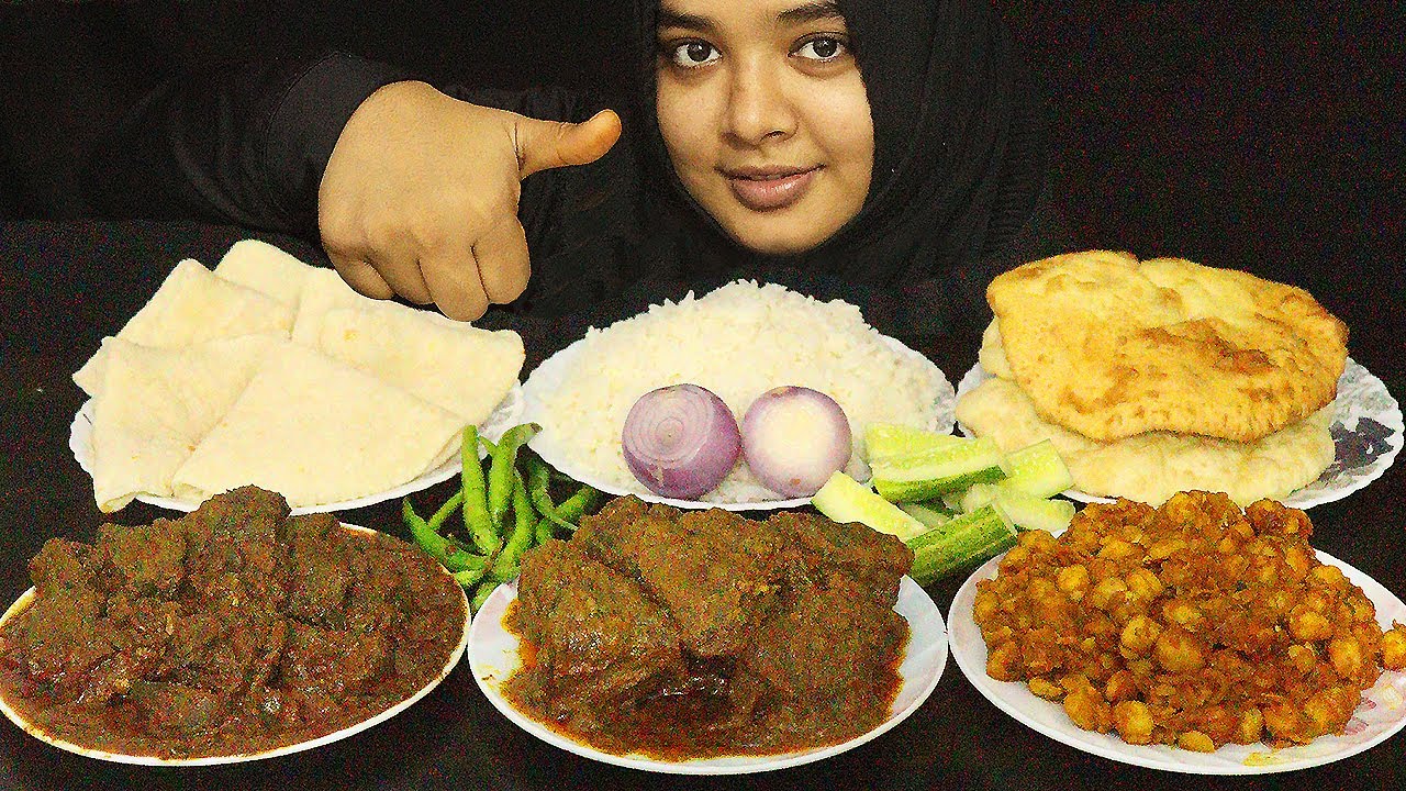 Eating Show Chaler Rooti With BEEF Koliza Bhuna, Beef Curry, Chana ...