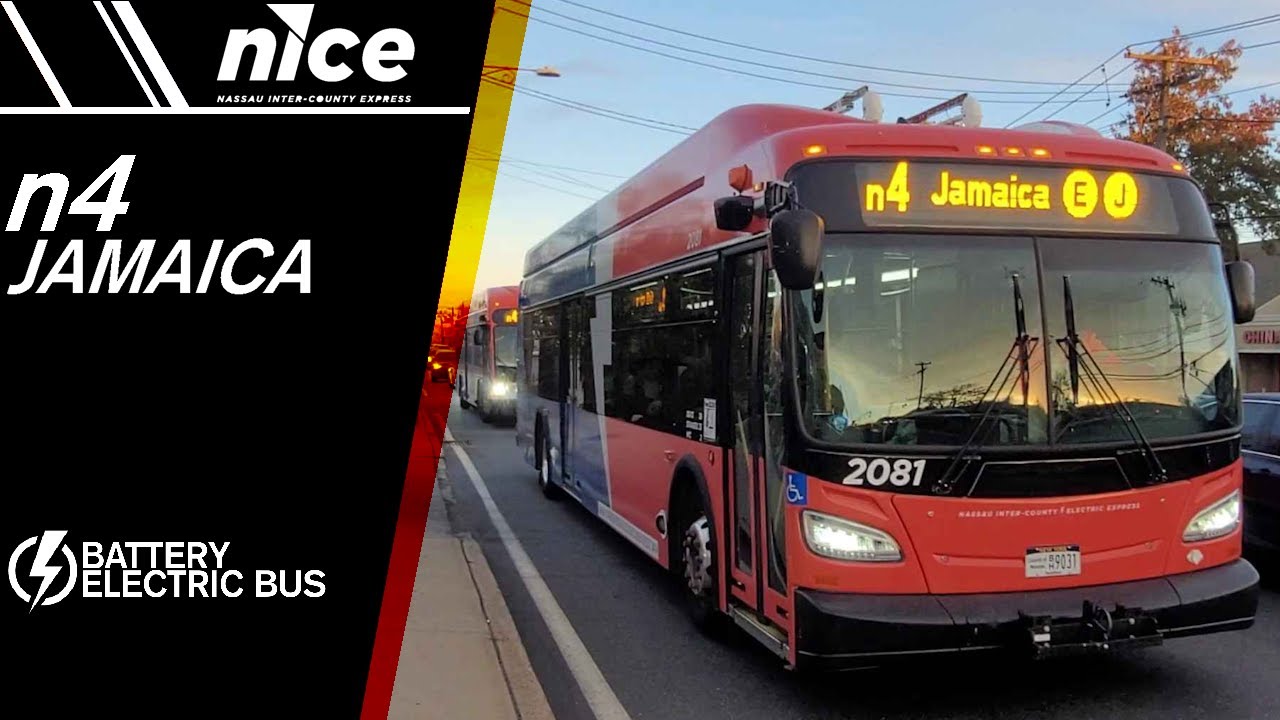 「NICE」2023 New Flyer XE40 "CHARGE NG" 2081 n4 passing Merrick Rd ...