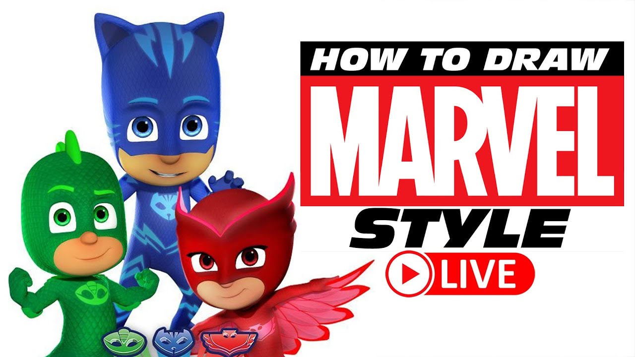 How to Draw PJ MASKS POWER HEROES in a MARVEL STYLE? - YouTube