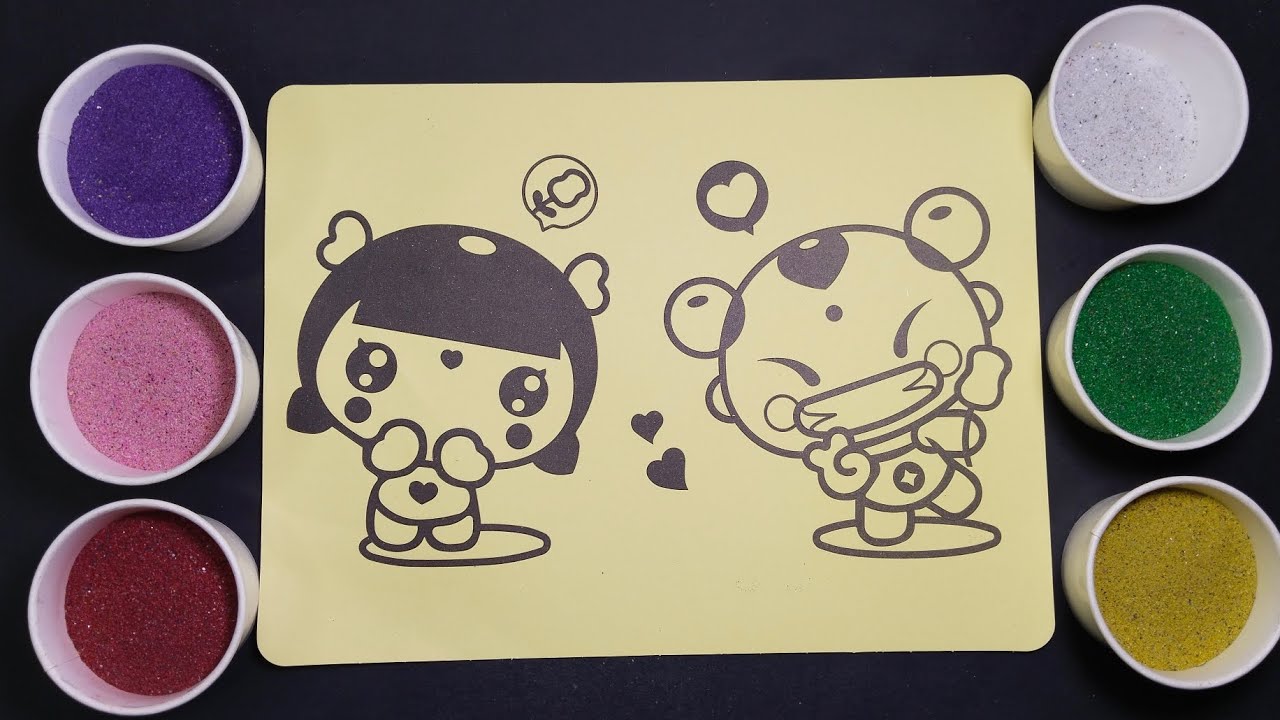 ASMR | How to coloring use color sand | SAND PAINTING |SATISFYING ...