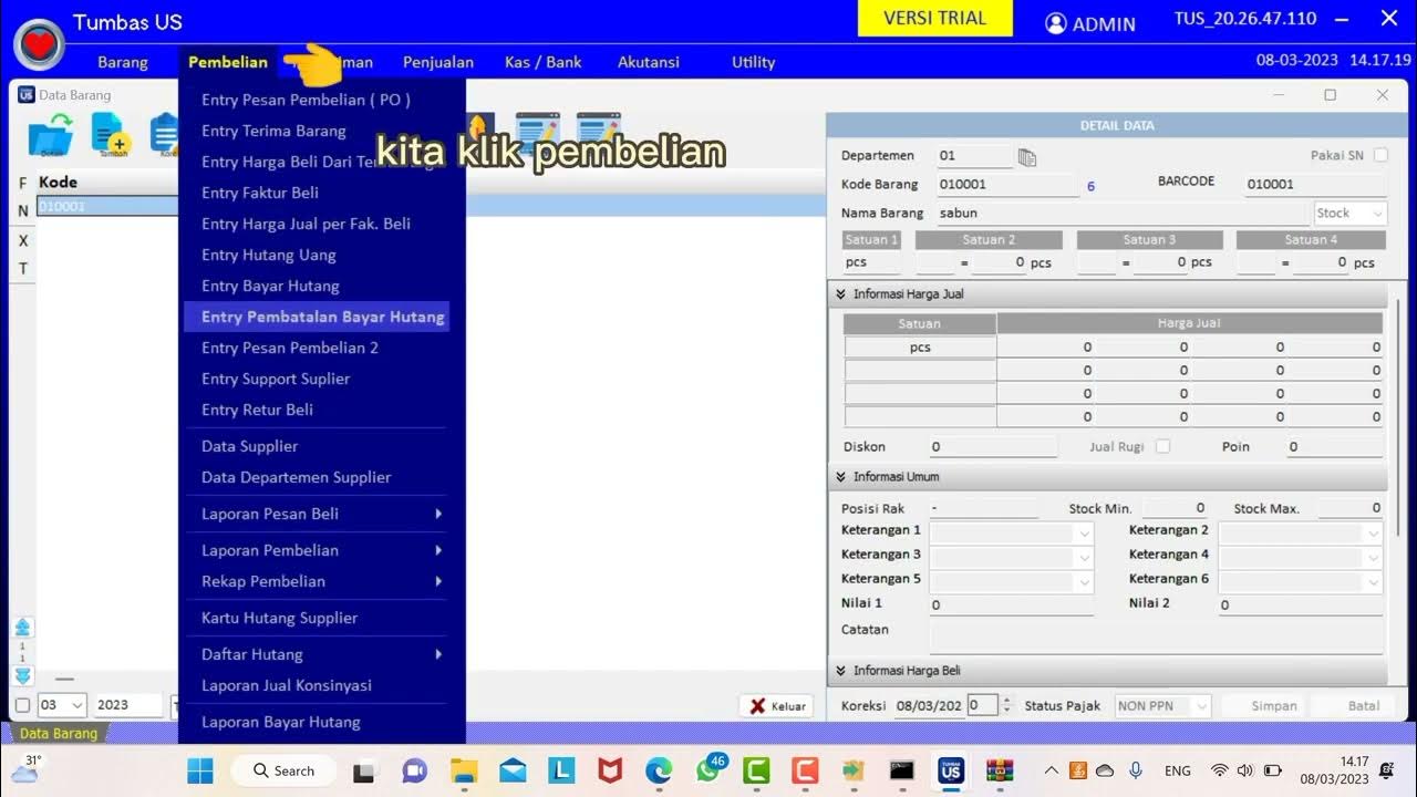 Cara menginput Data Barang dan Data Supplier di TUS @estohsoftware ...