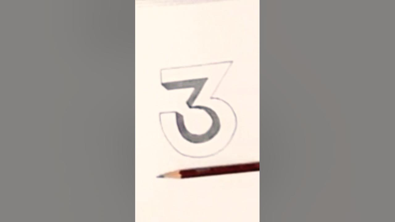How To Draw Number '3' In 3D with Free Hand Technique|#shorts - YouTube