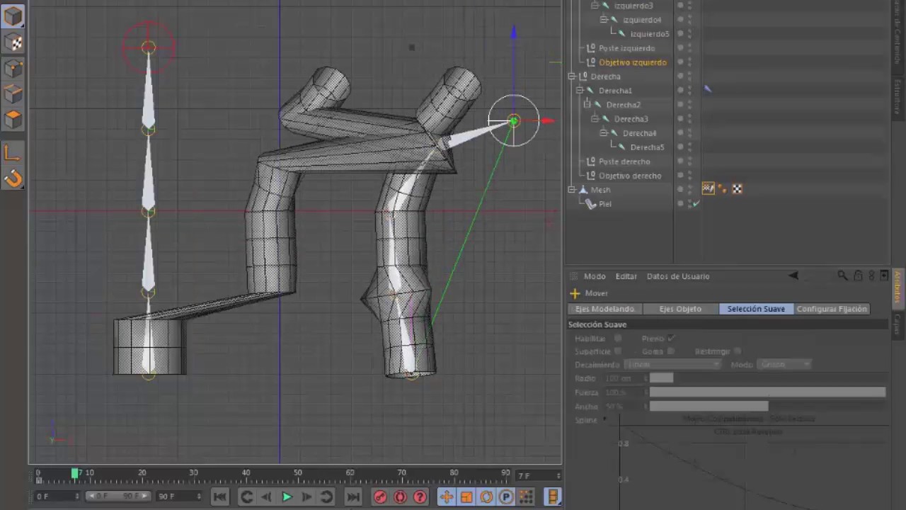 Cinema 4d tutorial español RIG - Enlazar Rig a la malla y Añadir peso 2 de 2 - YouTube