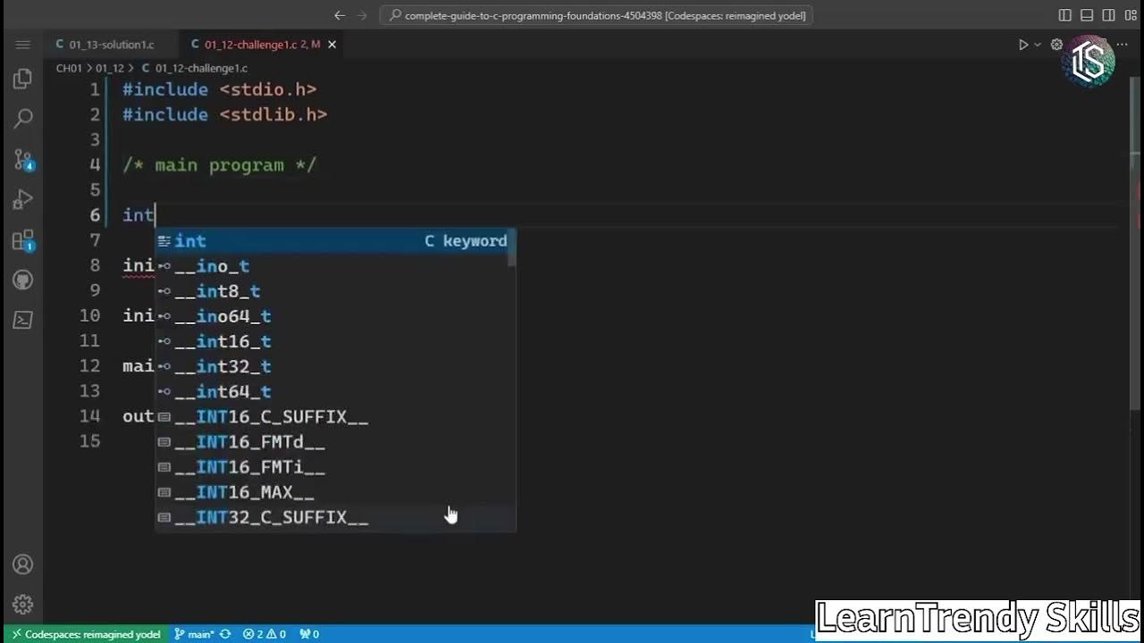 Chapter Solution: Building the Foundation in C Programming | Complete Walkthrough - YouTube