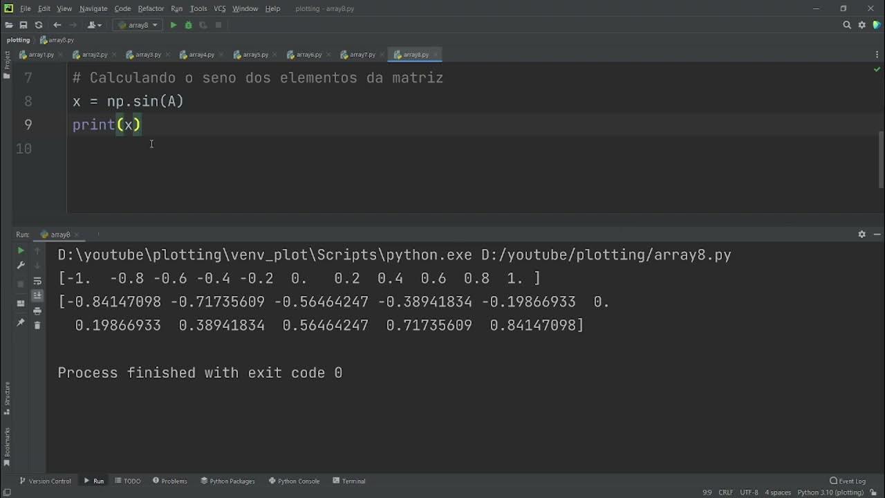 281 - Calculando seno cosseno e tangente de um array em Python - YouTube