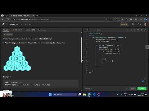 Leetcode Array Question No. 118 || Pascal's Triangle - YouTube