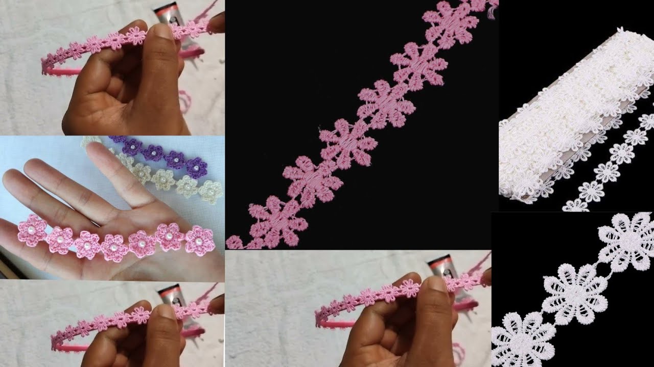 hair band making with crochet flowers ll lace ll diy ll craft ll making ...