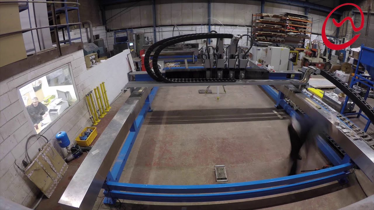 Time Lapse of 4m x 6m 4 head WaterJet installation at Creative - YouTube