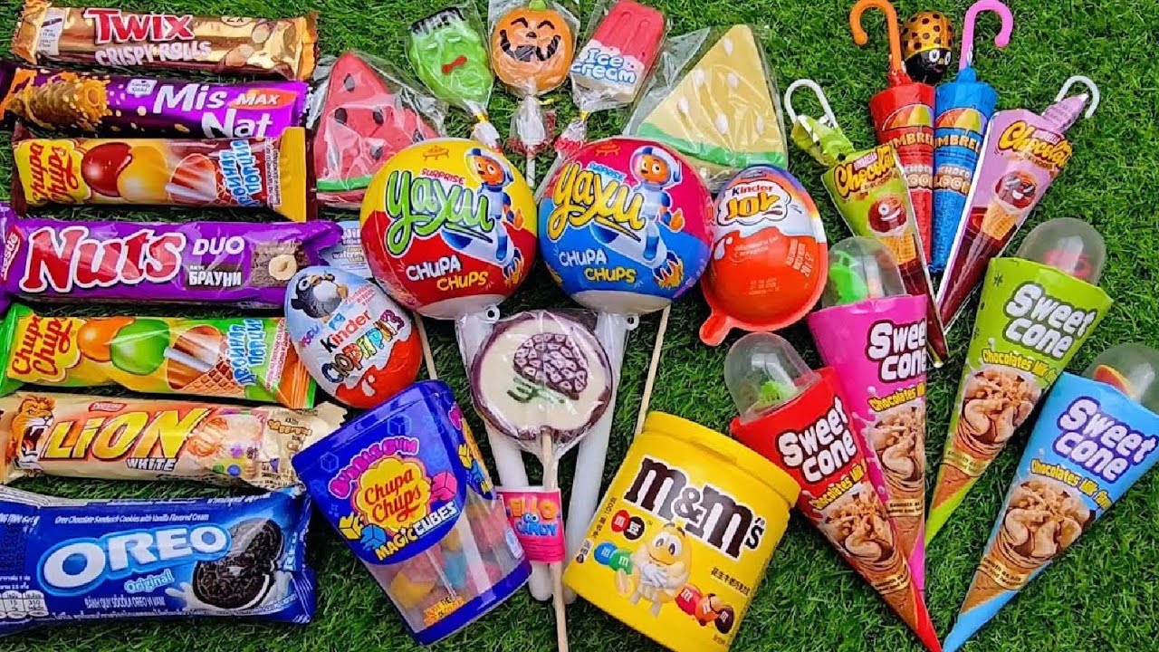 ASMR Most Popular Candys / some lots of colorful rainbow lollipop candy ...