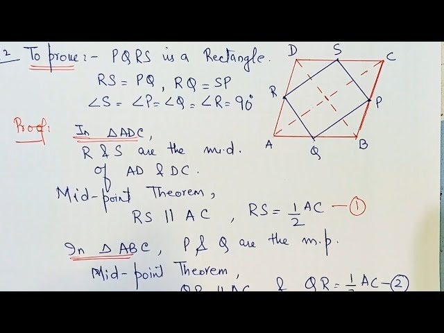 Ex 82 2 Abcd Is A Rhombus P Q R And S Are Midpoints NCERT Solutions