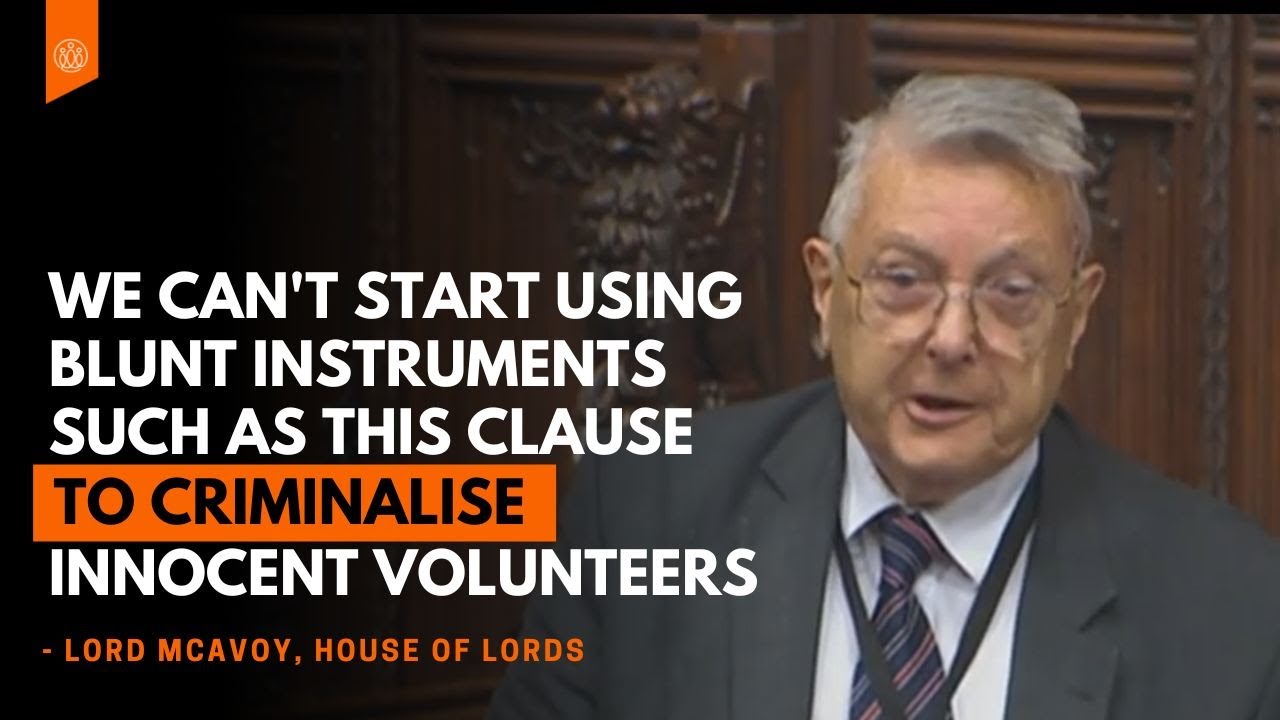 Lord McAvoy speaks out against an amendment to the Public Order Bill ...