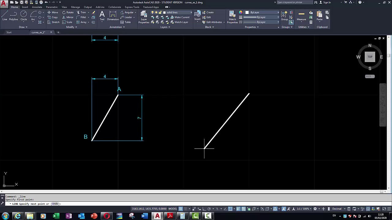LINE USING AUTOCAD LESSON 2 (Relative coordinate )( رسم خط باستخدام ...
