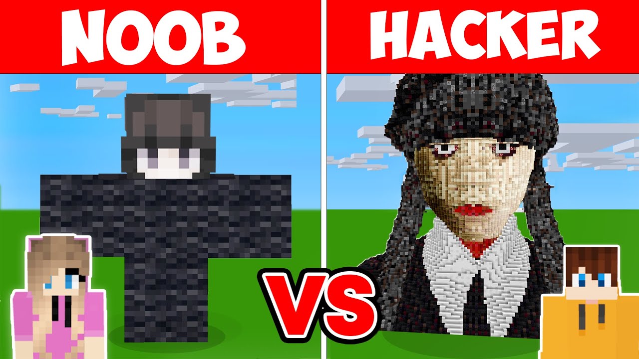 NOOB VS HACKER: WEDNESDAY REALISTIC Build Challenge! - YouTube