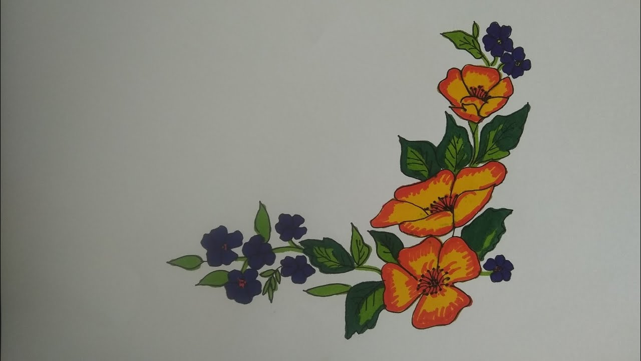 How to Draw Corner Flower Design | Art and Craft | Easy Drawing |Step ...