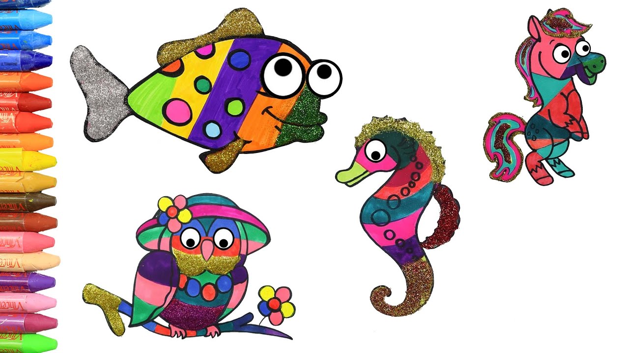 How to draw fish - horse - owl - seahorse easy | Simple drawing and ...
