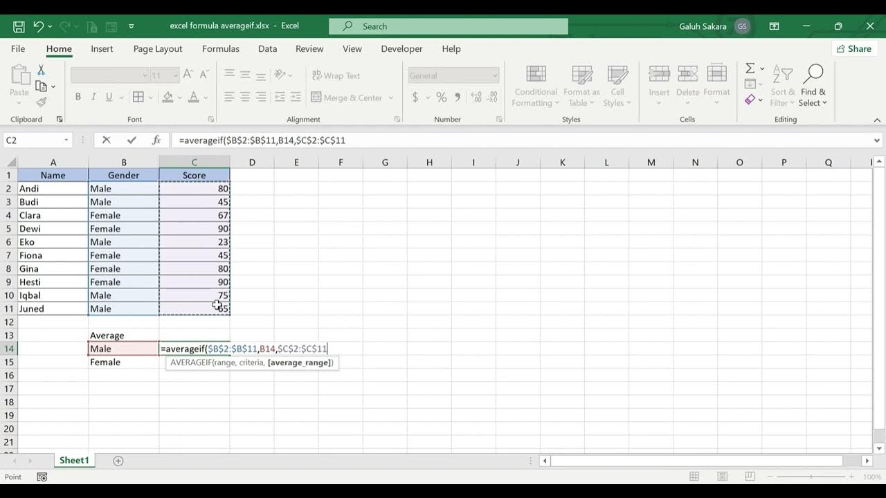 microsoft excel formulas - averageif function excel - so easy - YouTube