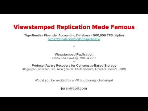 PaPoC '21 Lightning Talk - Viewstamped Replication Made Famous - YouTube