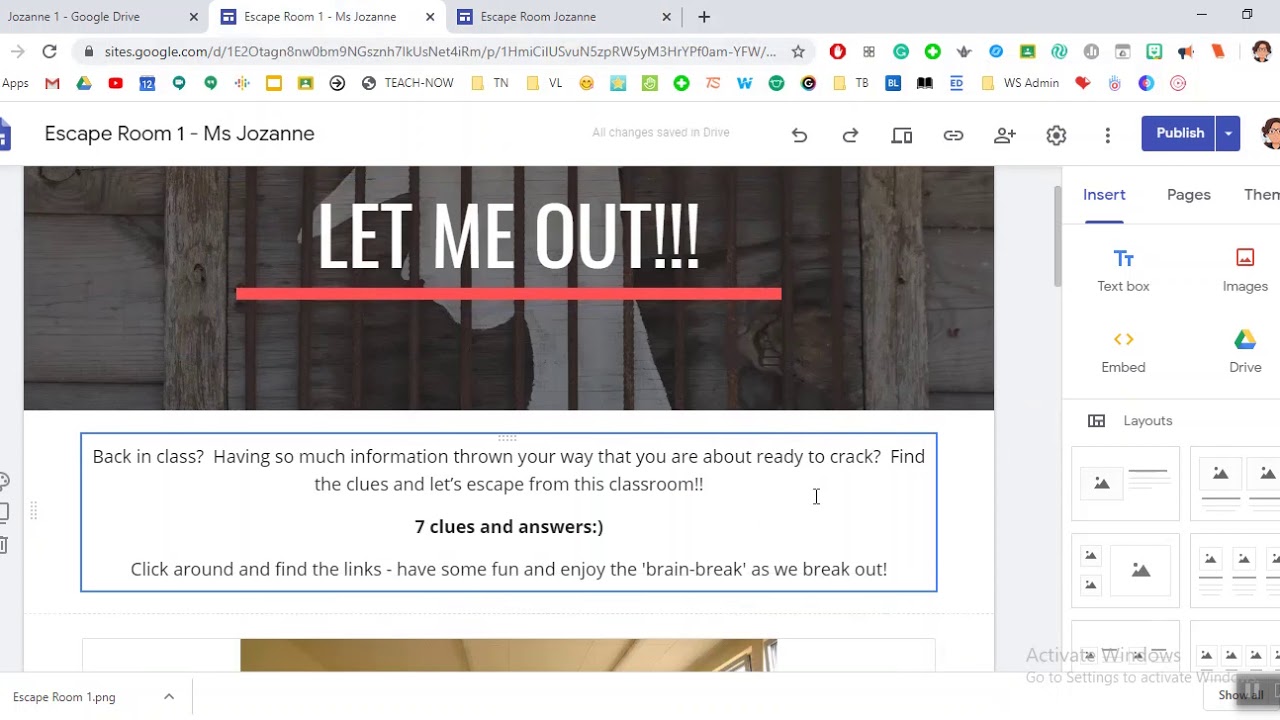 How To Create Your Google Site for your Escape Room - YouTube