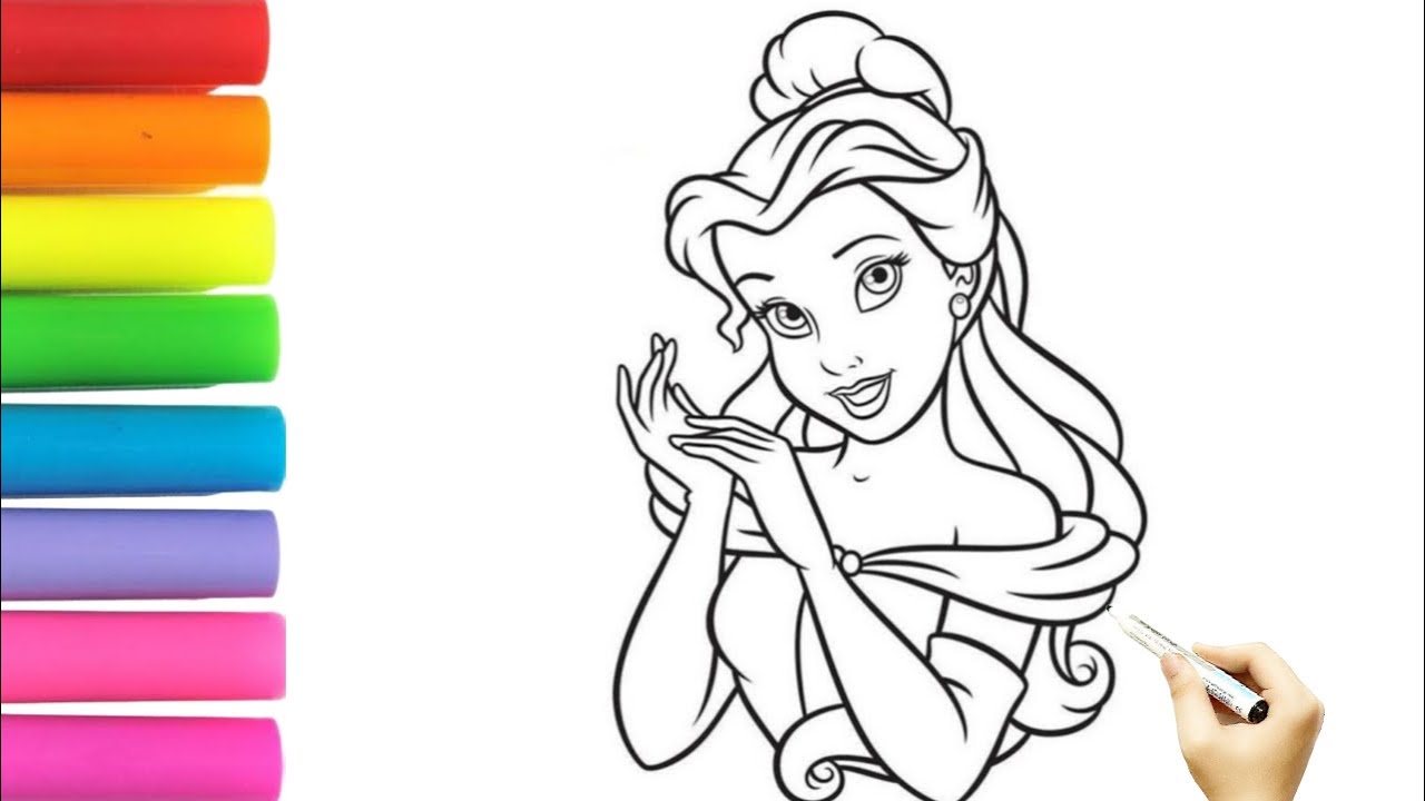 How to Draw Disney Princess Belle from Beauty and the Beast Cute/ Belle ...