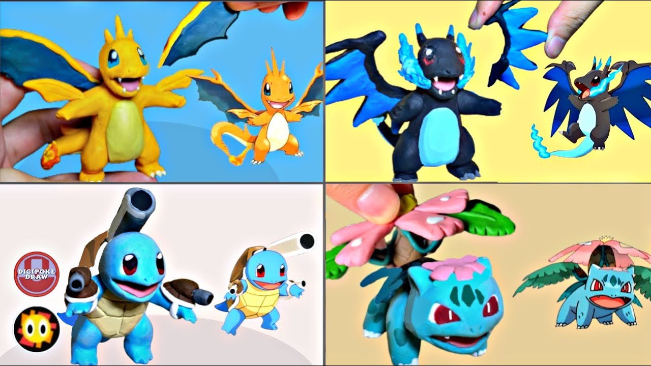 Mega pokemon fusion Figures Making - Charmander Bulbasaur Squirtle ...