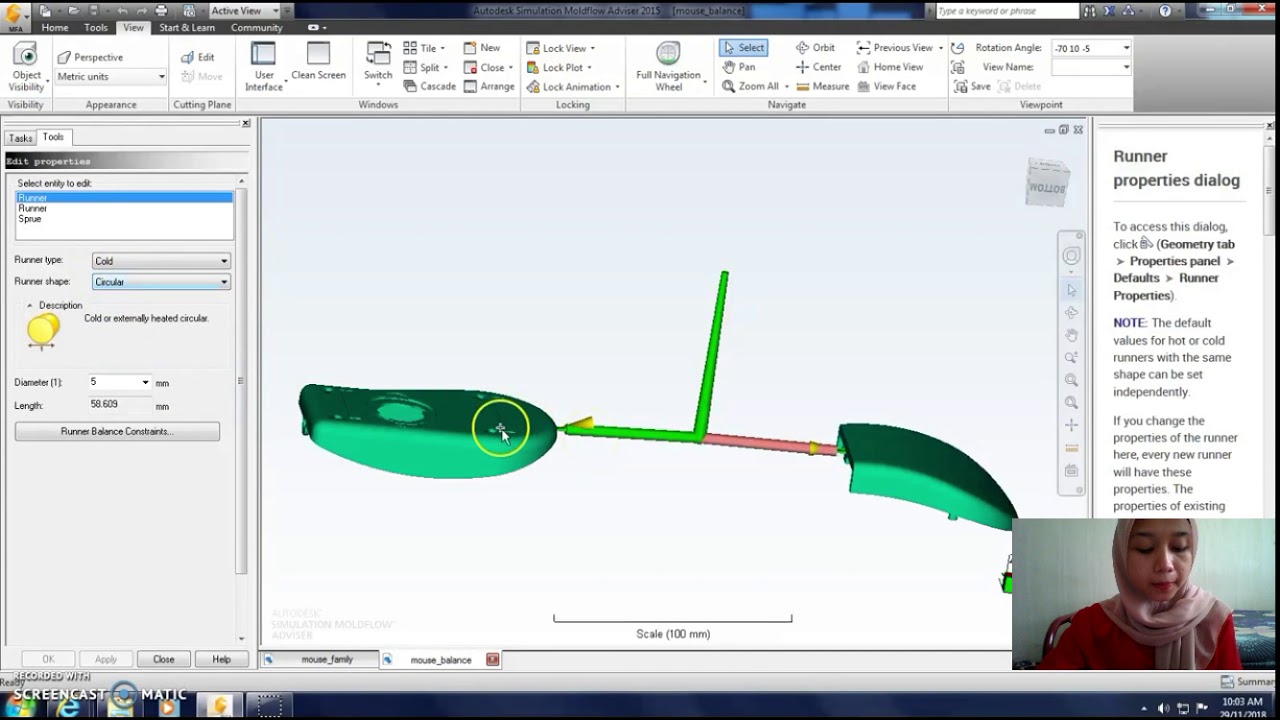 runner balancing (tutorial) autodesk moldflow - YouTube