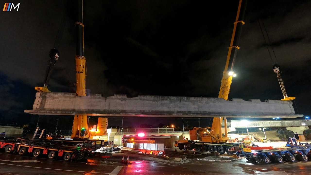 METRONET Installing New Bayswater Station bridge beams - YouTube