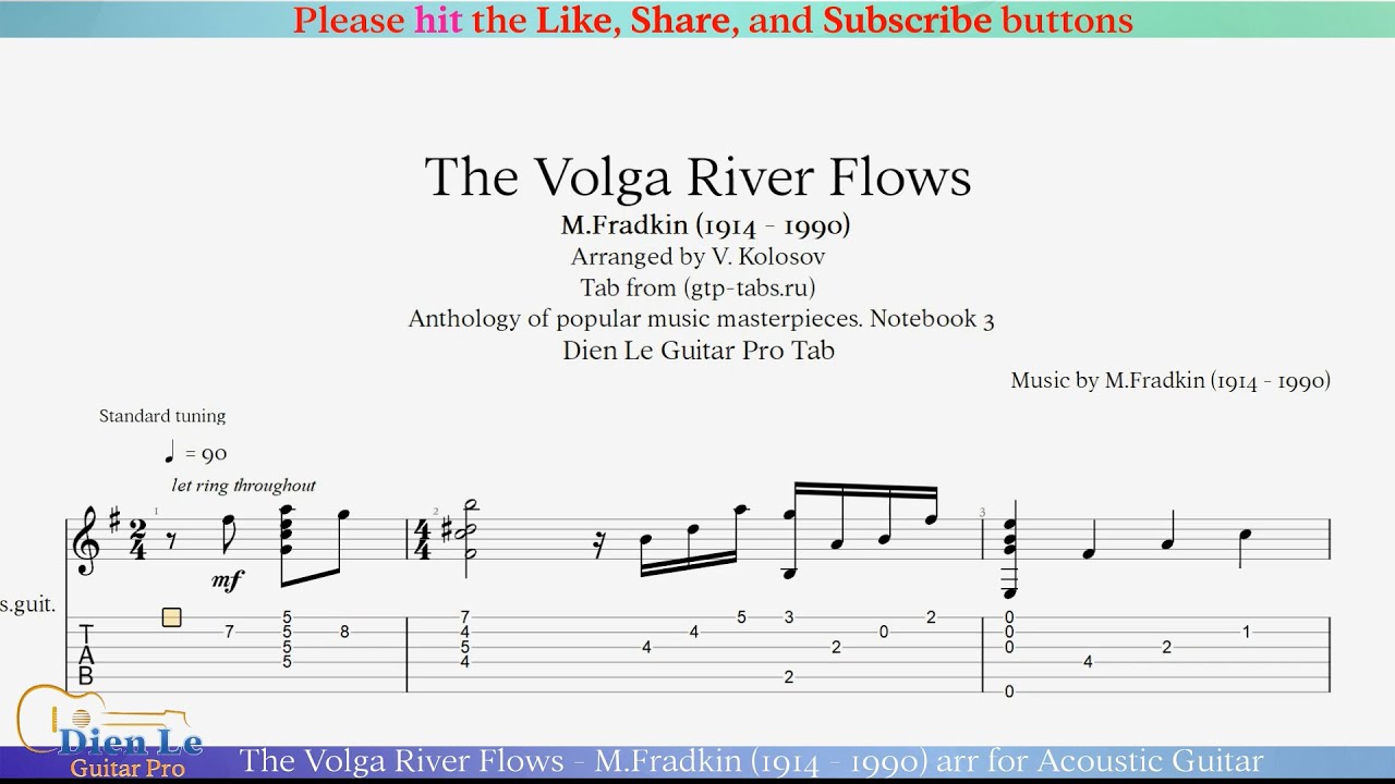 The Volga River Flows - M.Fradkin (1914 - 1990) arr for Acoustic Guitar ...