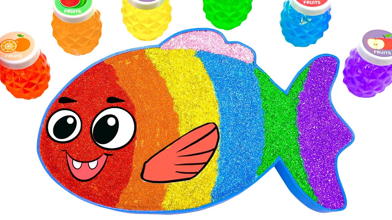Satisfying Video How To Make Rainbow Fish Bathtub With Glitter Slime ...