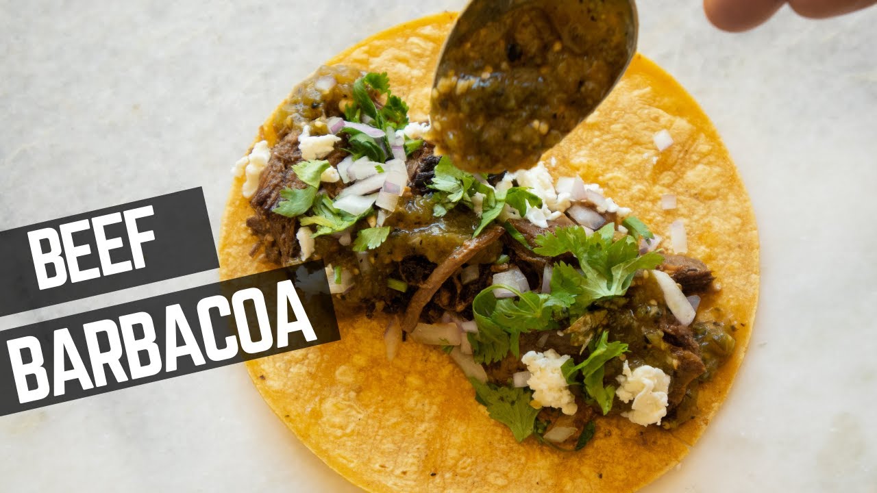 BEEF BARBACOA TACOS | Shredded Beef Tacos with Roasted Tomatillo Salsa ...