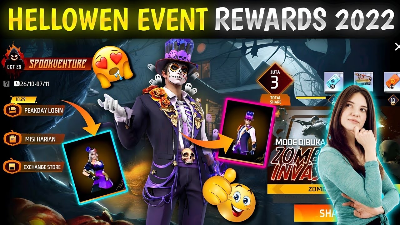 HALLOWEEN EVENT FREE REWARDS 😍 | HALLOWEEN EVENT FREE FIRE 2022 ...