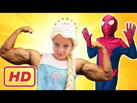 Frozen Elsa Big Muscles vs Spider-man vs Joker! Anna Crying Baby Police ...