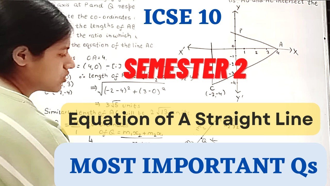 Equation of a straight line | Expected Board Questions | ICSE 10 ...