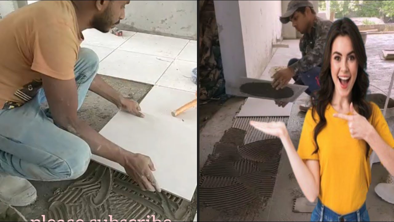 How To Tiles floor | 45×45 tiles Handle The Brick Edges Tiles floor ...