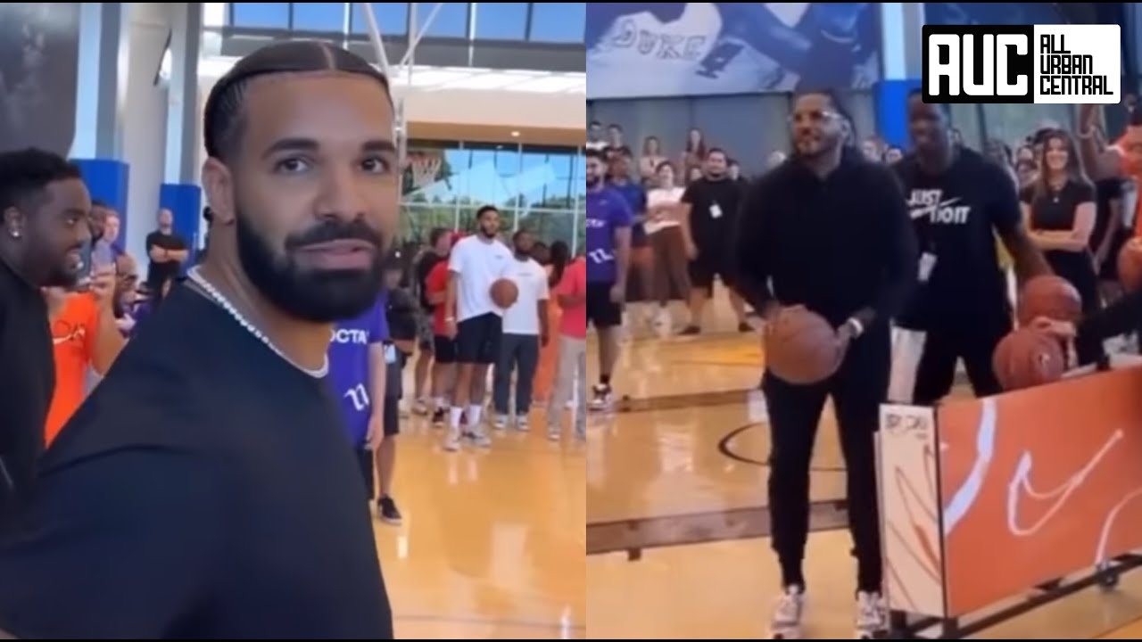 Drake Challenges Carmelo Anthony To A 3 Point Contest - YouTube