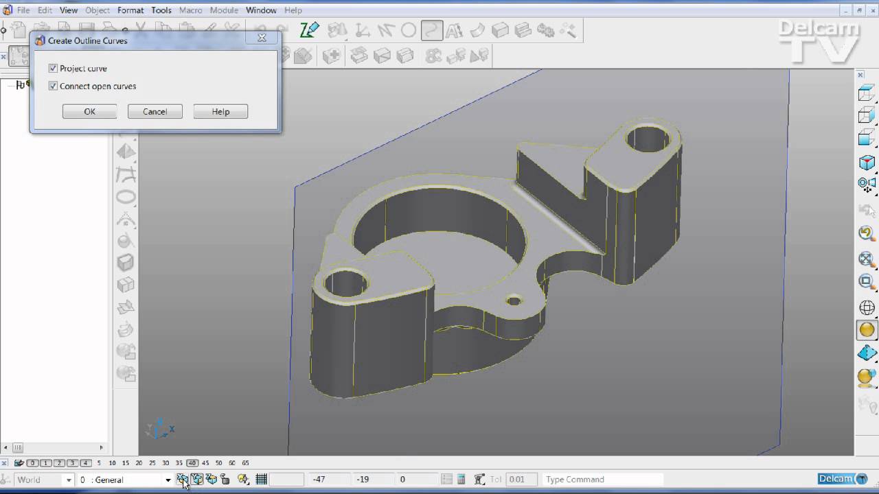 Outline Curves - PowerSHAPE 2013 R2 - YouTube