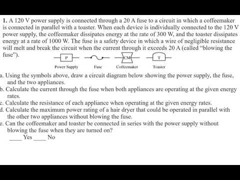 AP Physics 2 - FRQ - Circuits and Power - Series and Parallel ...