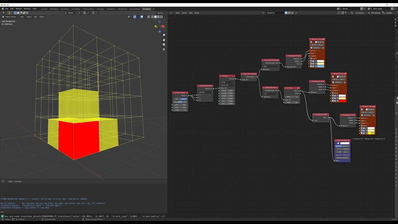 Topologic Sverchok: Finding Adjacent Cells in a CellComplex - YouTube