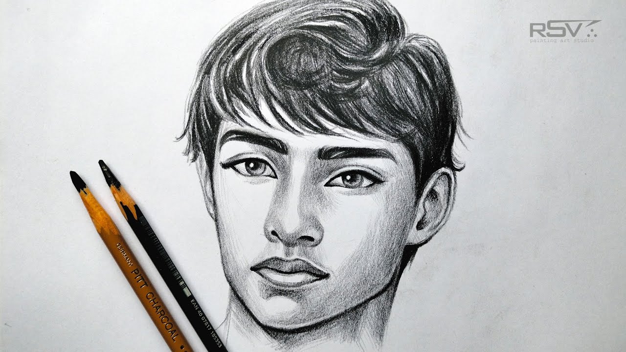 How to draw boy face | pencil drawing | step by step | black and white ...