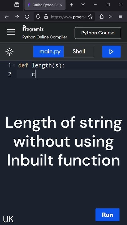 Length of a String in python | With And Without Using Inbuilt function #python - YouTube