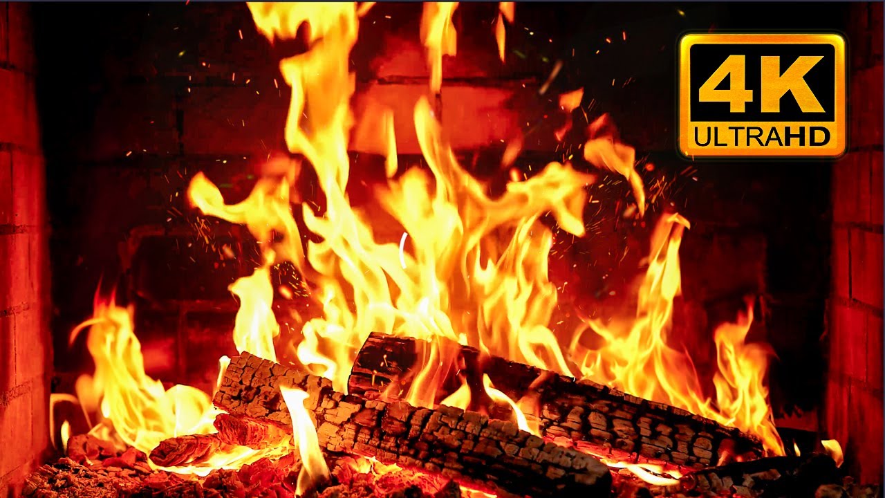 FIREPLACE 4K 🔥 Fireplace video with Burning Logs & Fire Sounds ...