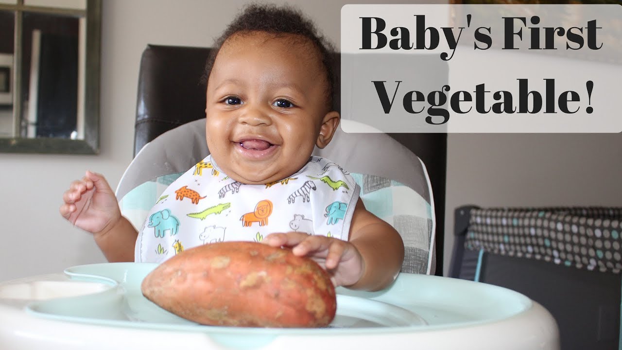 BABY EATS SWEET POTATO FOR THE FIRST TIME! - YouTube
