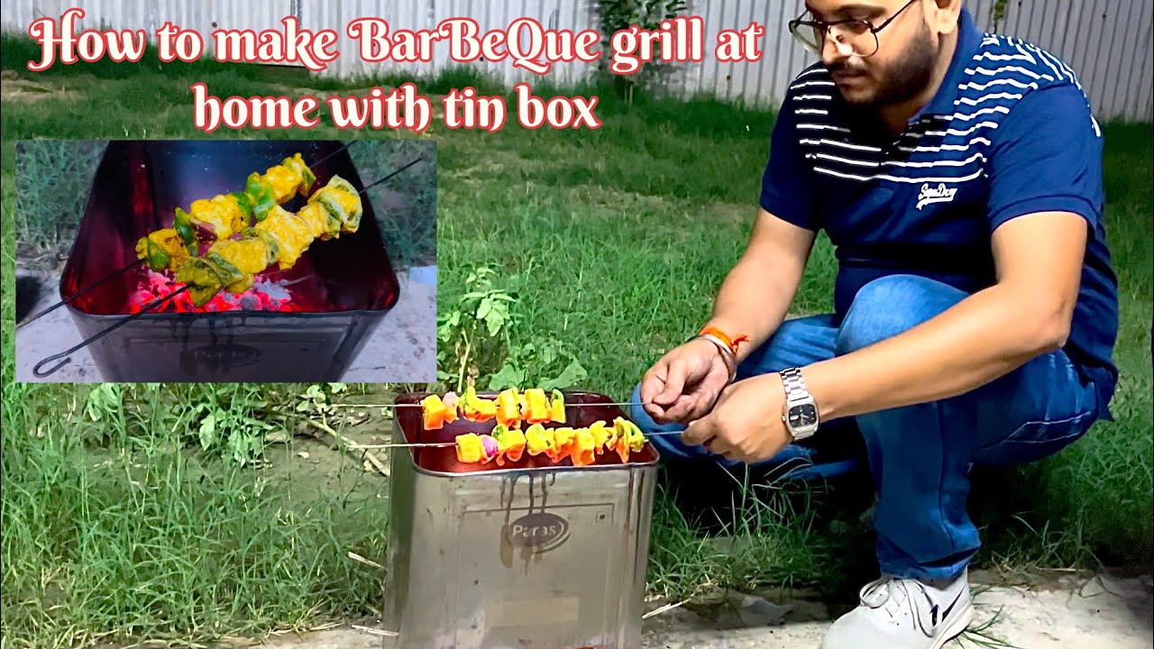 How to make BarBeQue grill at home with tin box. - YouTube