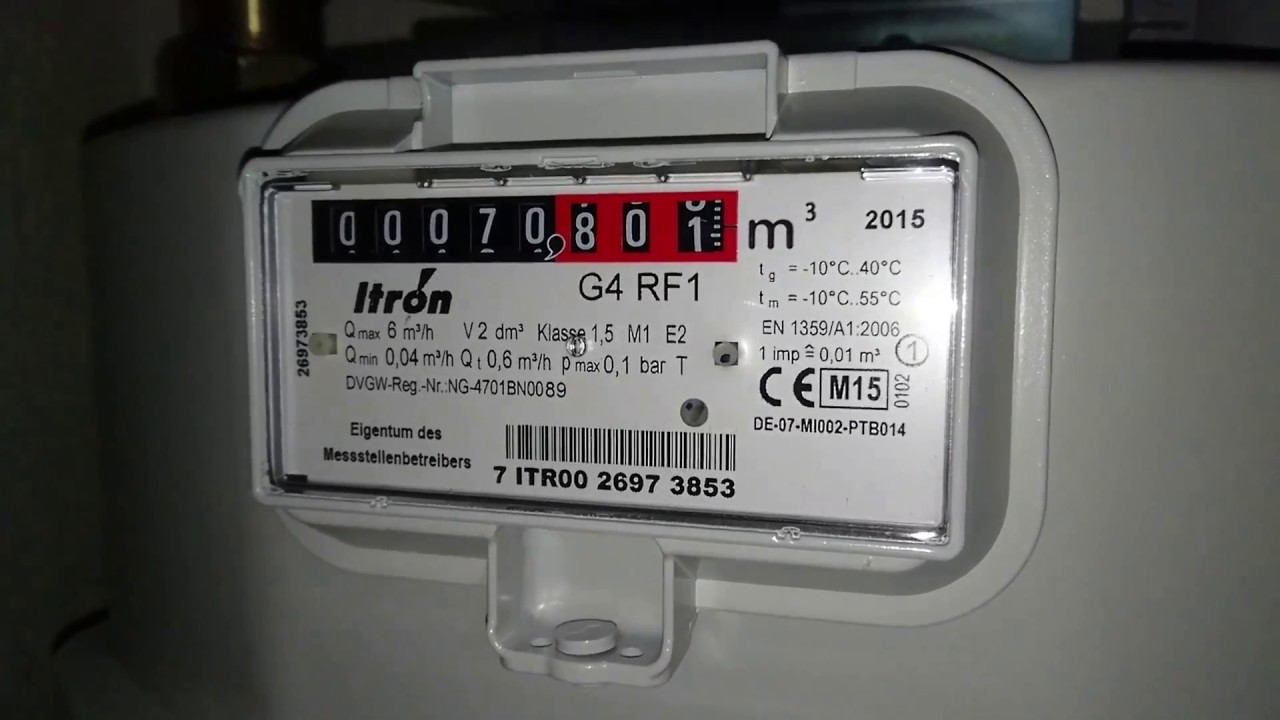 Gas meter Itron RF1 G4 0965070740 - YouTube